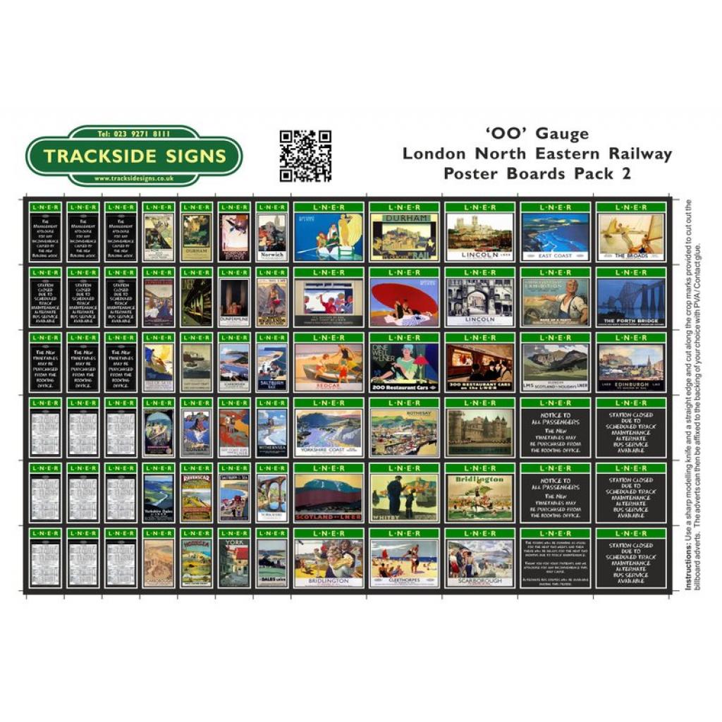 LNER Station Poster Board Sheets Pack 2 - 'OO' Gauge