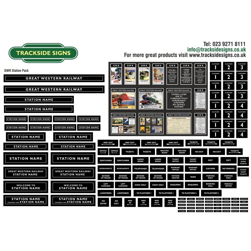 GWR (Black) Small Station Sign Packs - OO Gauge | Model Railway ...