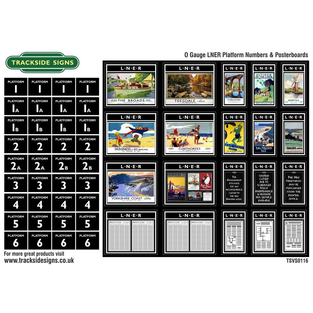 LNER (Black) Platform Numbers and Posterboards - O Gauge