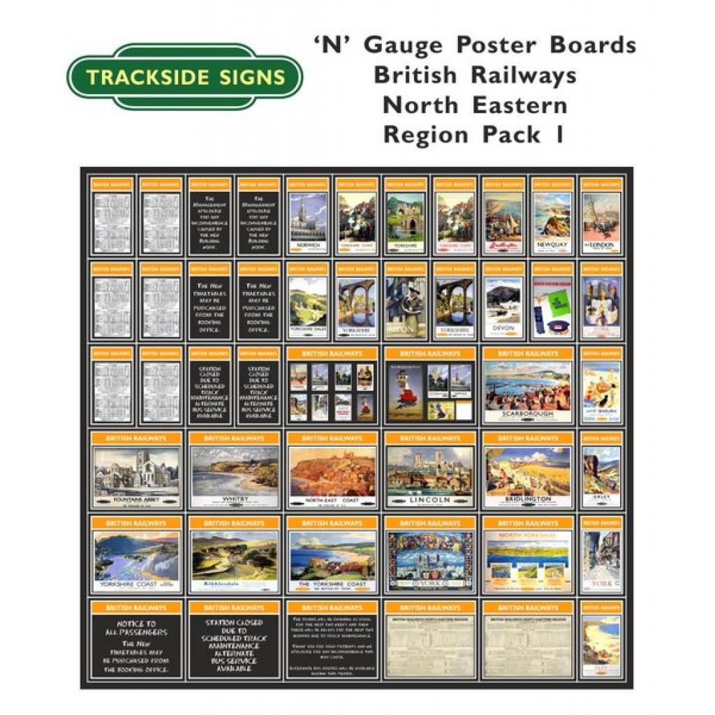 Die Cut British Railways North Eastern Region Poster Boards - N Gauge