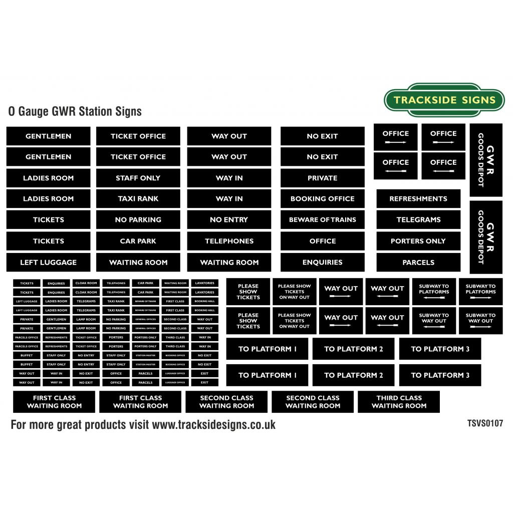 GWR - Full Station Sign Set - O Gauge | Model Railway Signs | Trackside ...