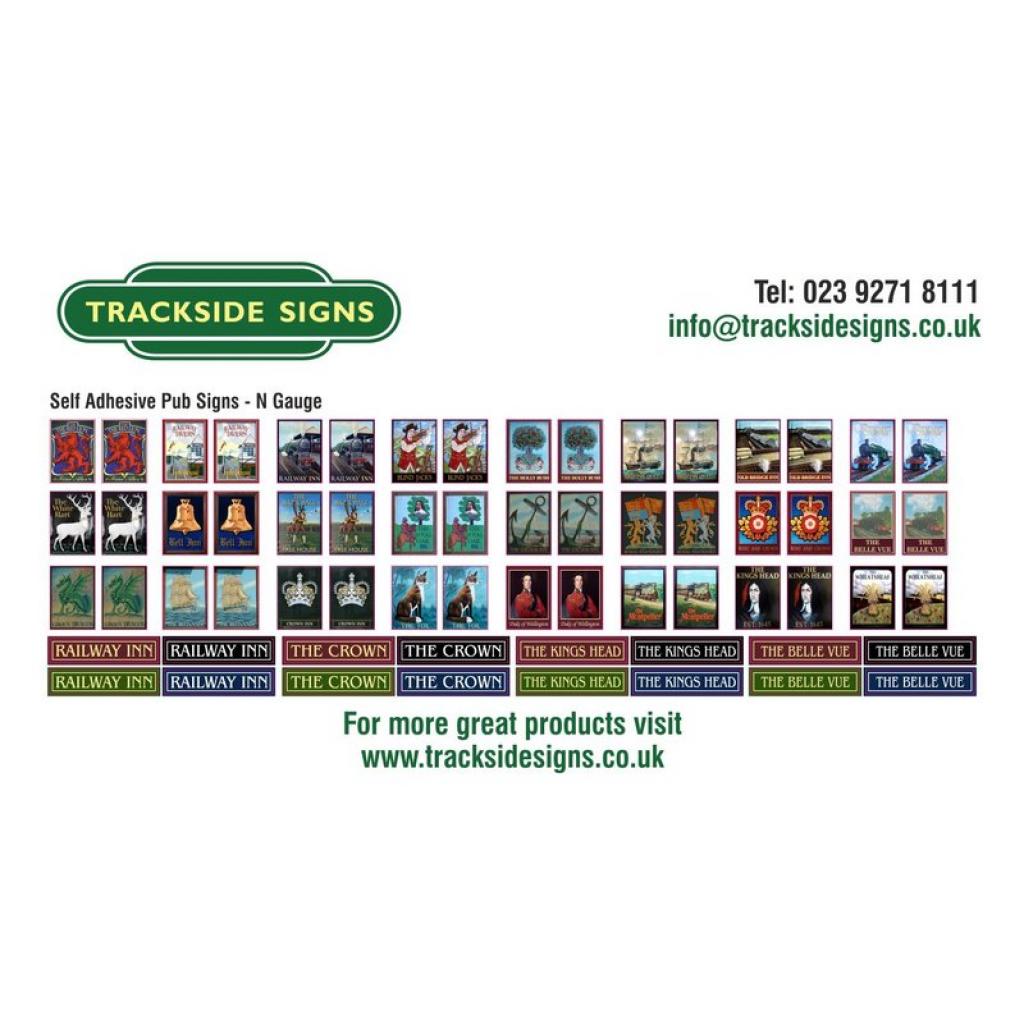 Die Cut Pub Signs - N Gauge | Model Railway Signs | Trackside Signs