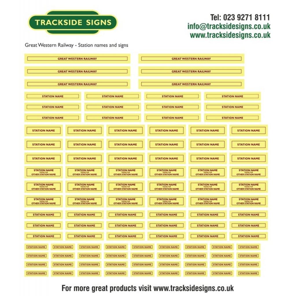 GWR Station Name Only Signs - N Gauge | Model Railway | Trackside Signs