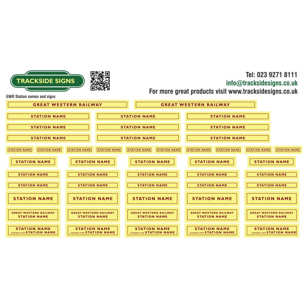 GWR Full Station Set - OO Gauge | Model Railway Name Signs | Trackside ...