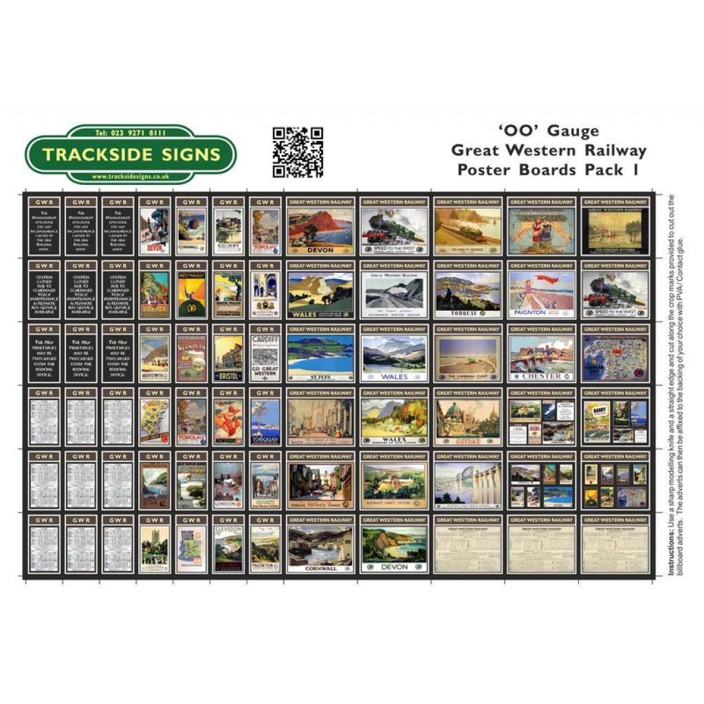 GWR Station Poster Board Sheets Pack 1 - 'OO' Gauge