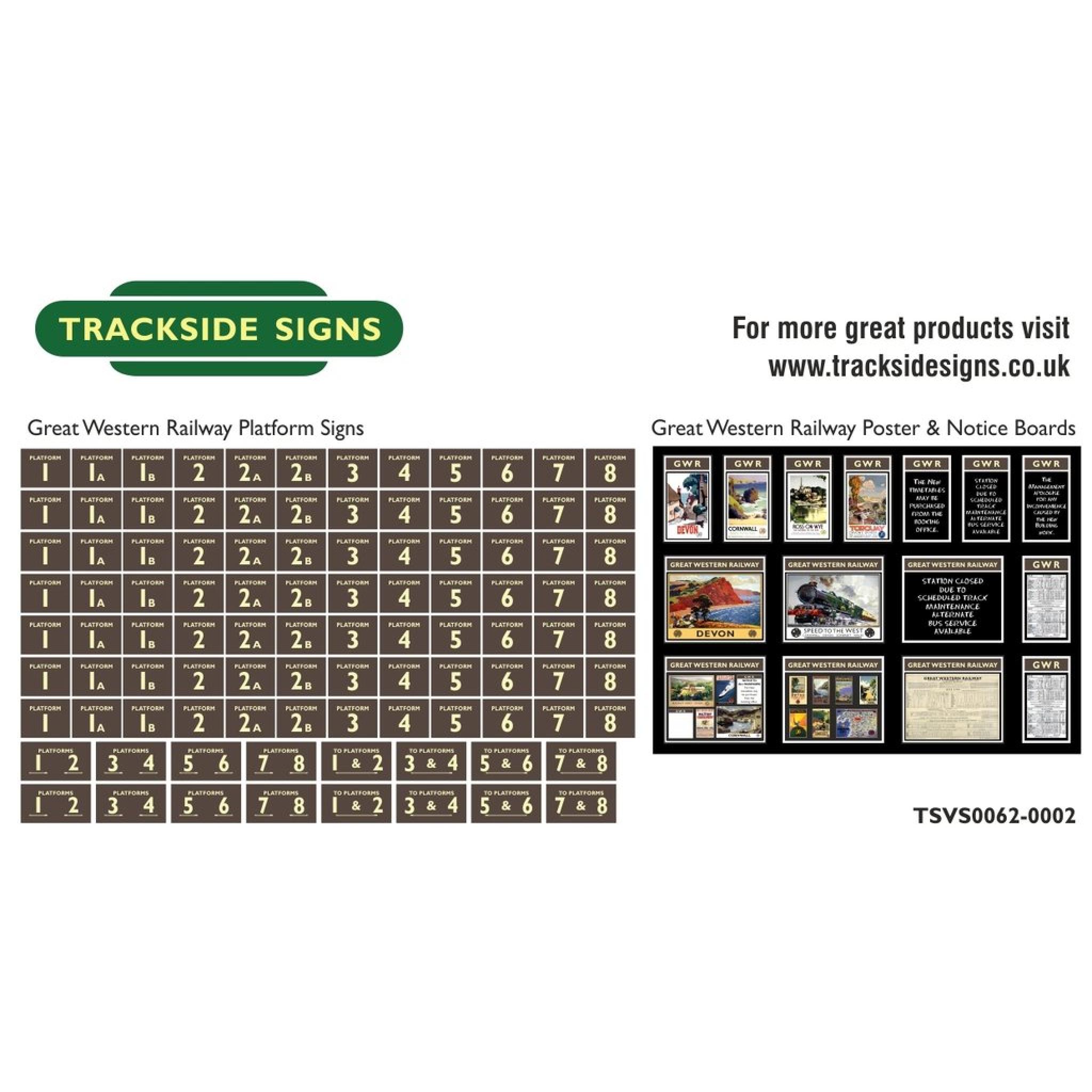 GWR (Brown and Cream) Platform Numbers and Posterboards - N Gauge