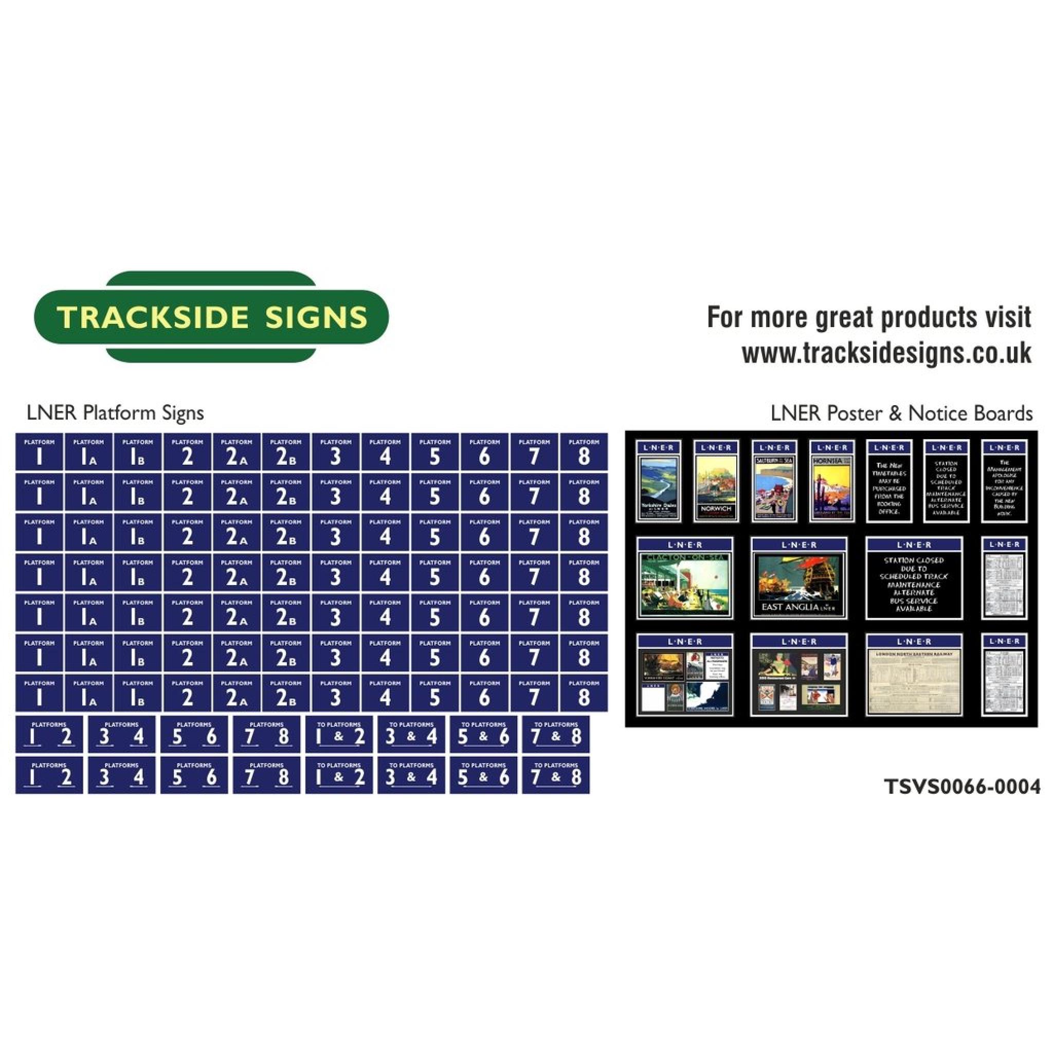 LNER (Blue) Platform Numbers and Posterboards - N Gauge
