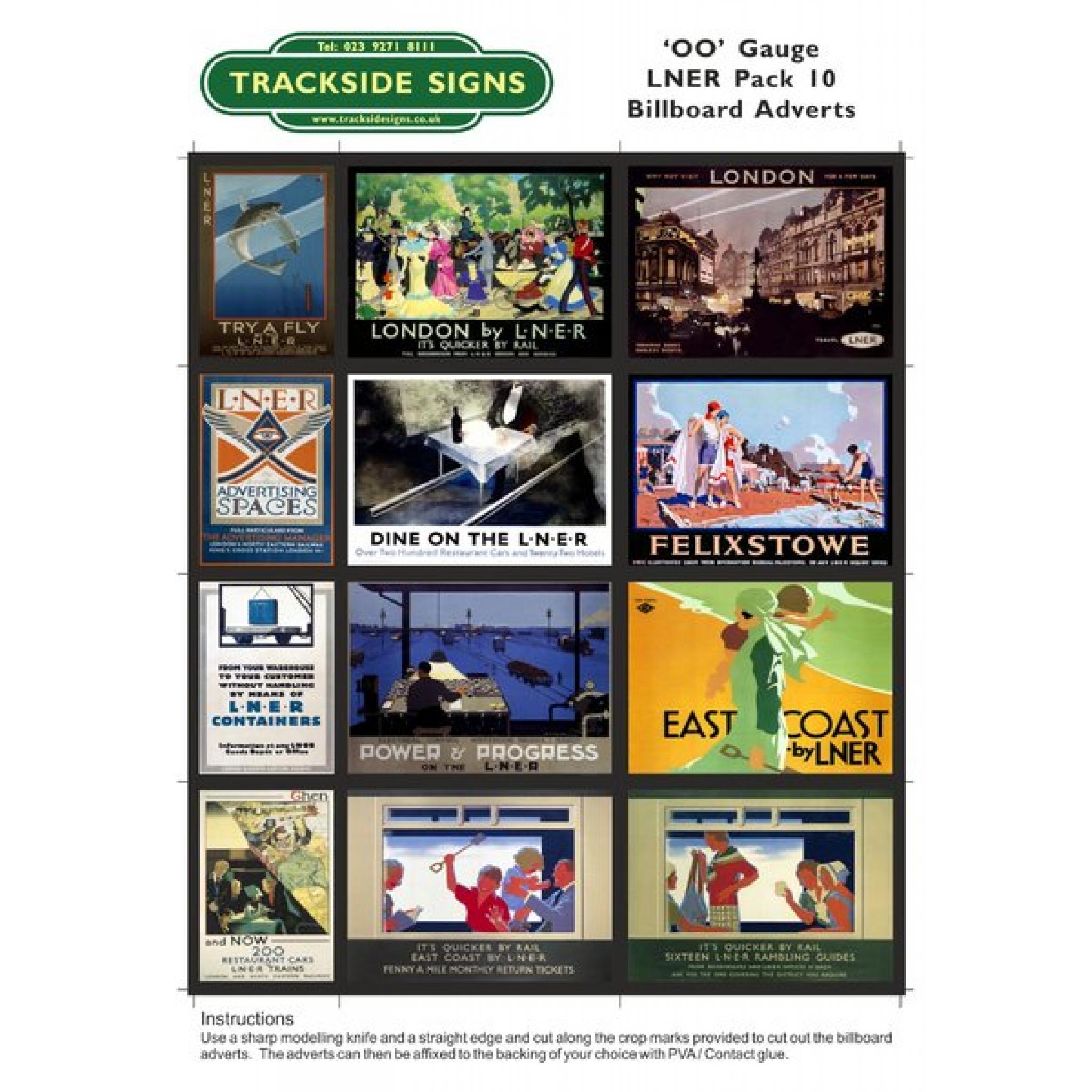 LNER Billboard Sheets Pack 10 - OO Gauge | Trackside Signs