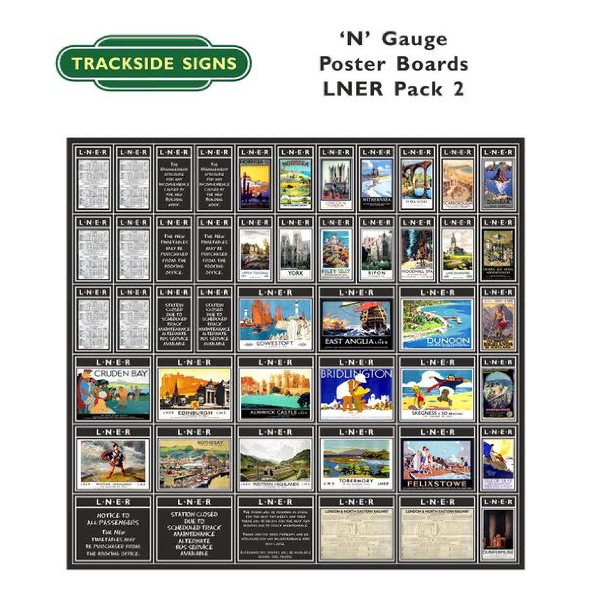 Die Cut LNER Poster Boards (Black) Pack 2 - N Gauge