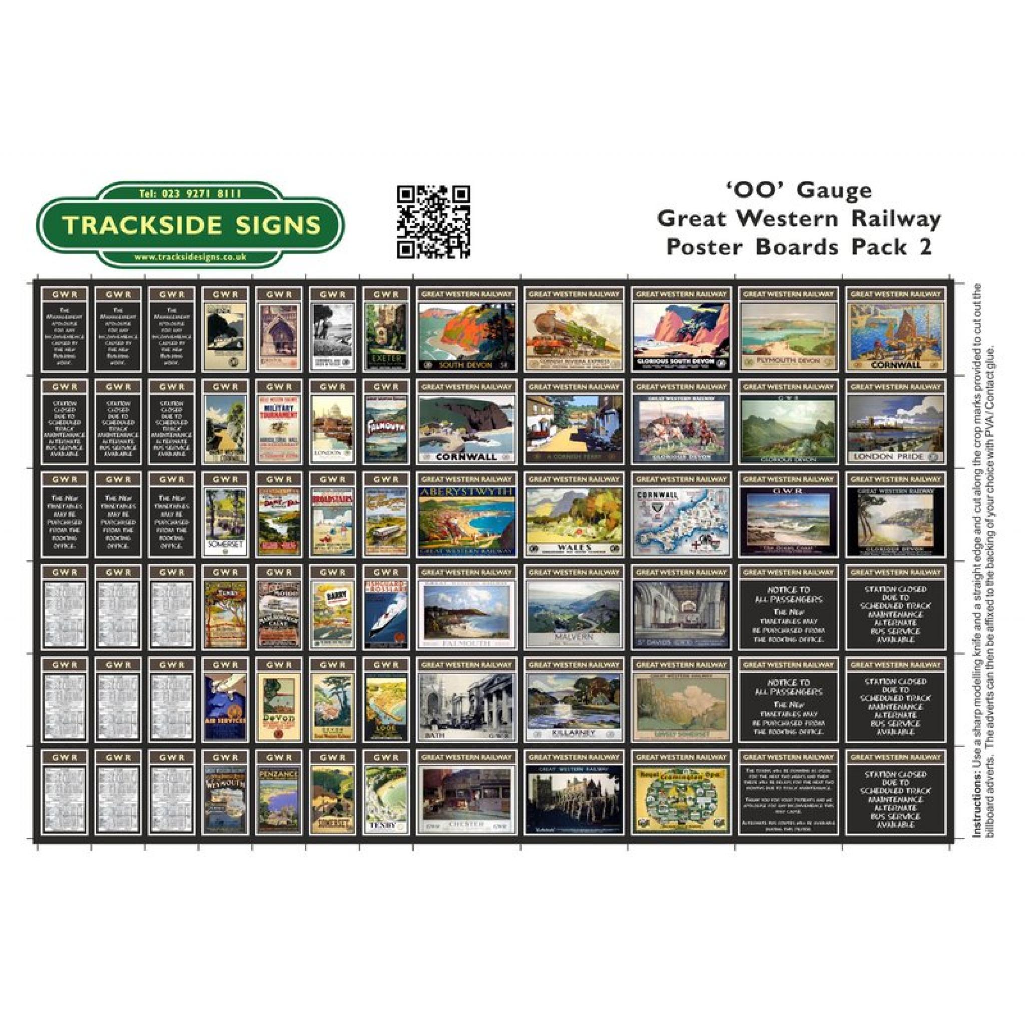 GWR Station Poster Board Sheets Pack 2 - 'OO' Gauge