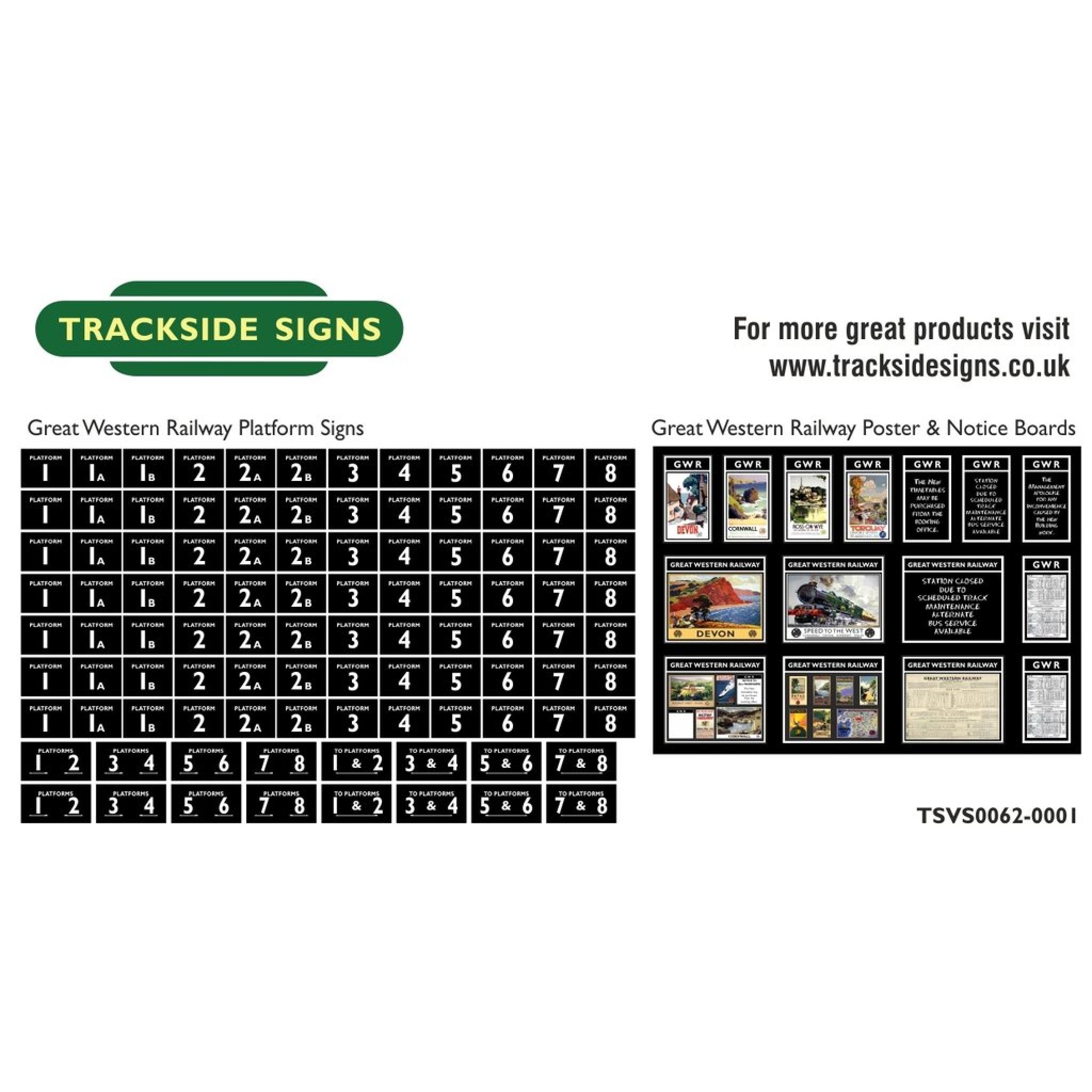 GWR (Black) Platform Numbers and Posterboards - N Gauge
