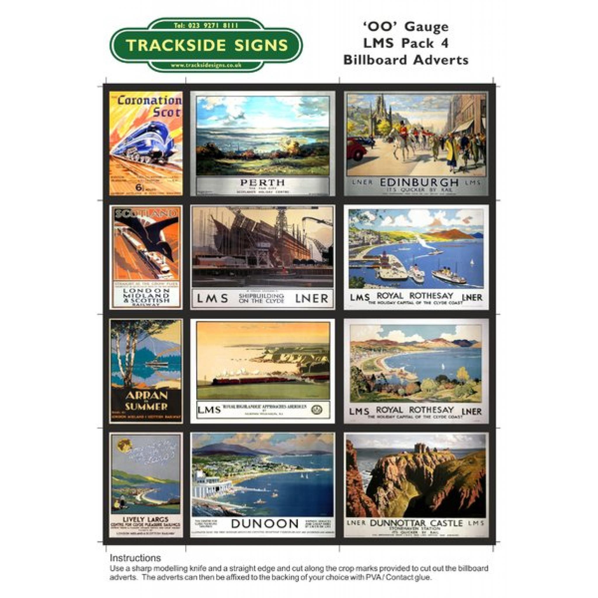 LMS Billboard Sheets Pack 4 - OO Gauge | Trackside Signs