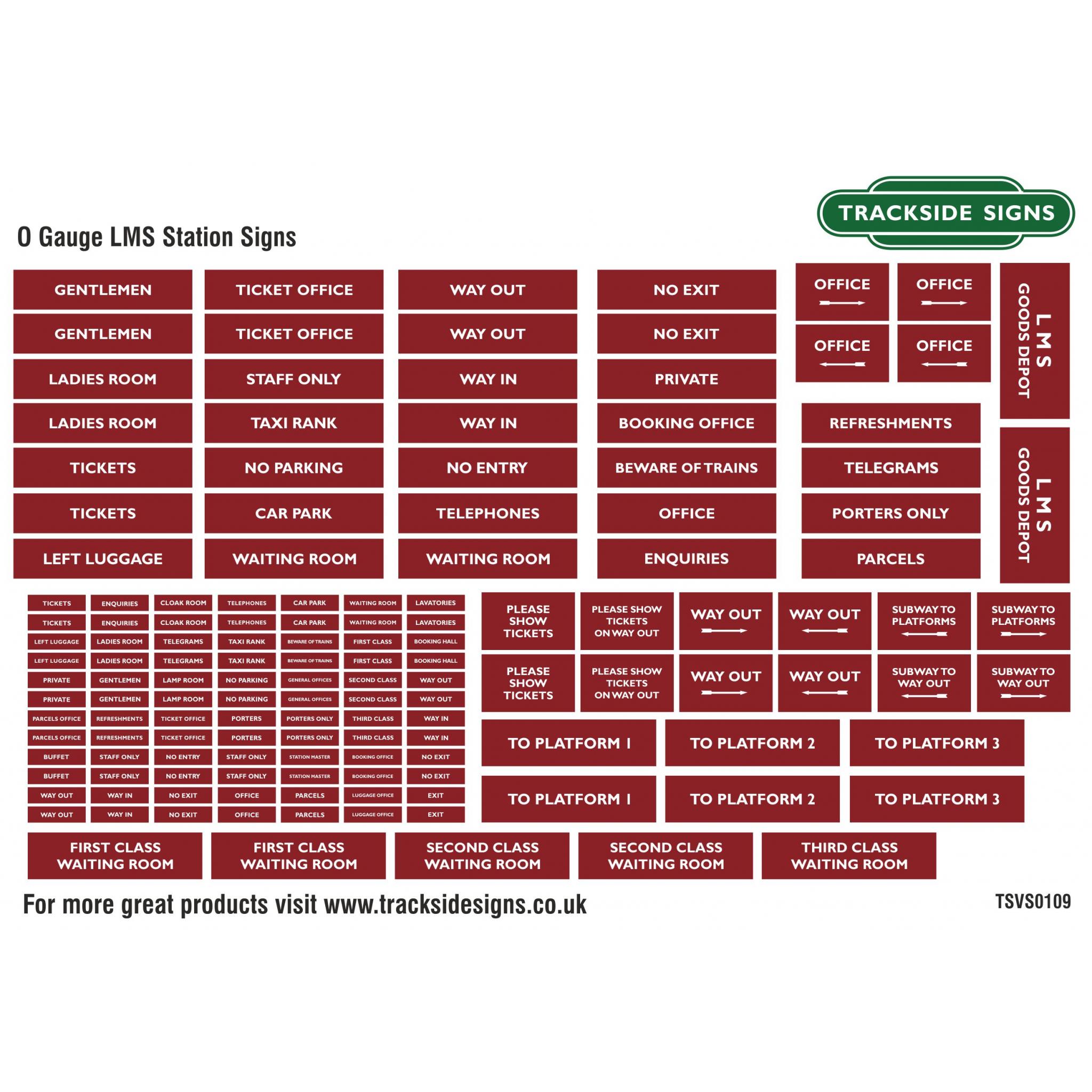 LMS - Full Station Sign Set - O Gauge | Model Railway Signs | Trackside ...