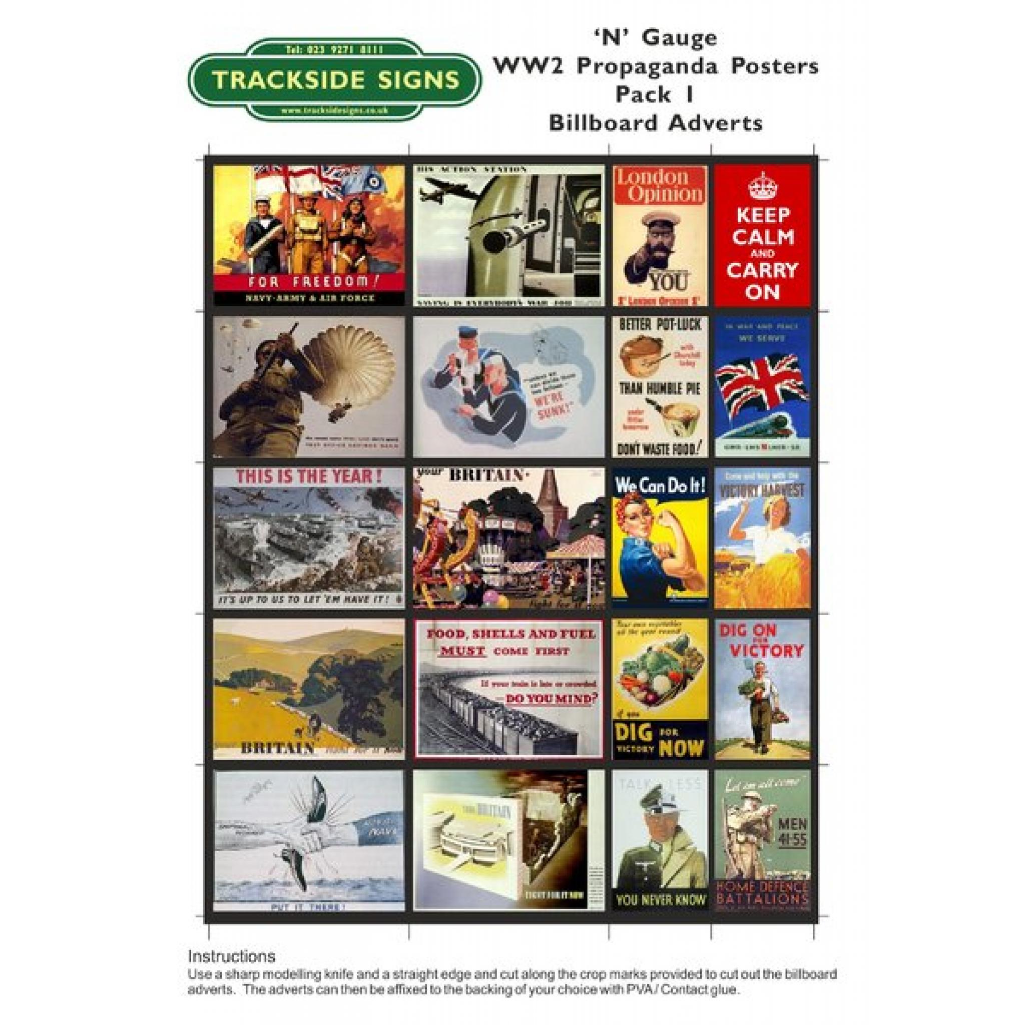 WW2 Propaganda - Billboard Sheets - Pack 1 - 'N' Gauge