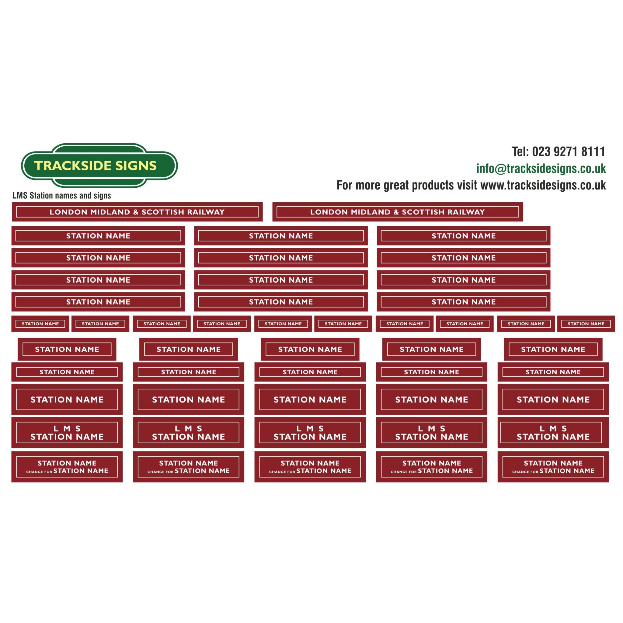 LMS Full Station Sign Sets - OO Gauge | Model Railway Signs | Trackside ...