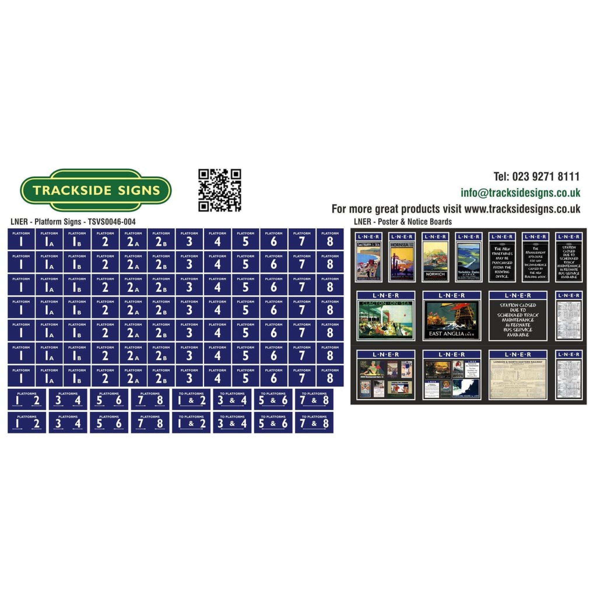 LNER (Blue) Platform Numbers and Posterboards - OO Gauge