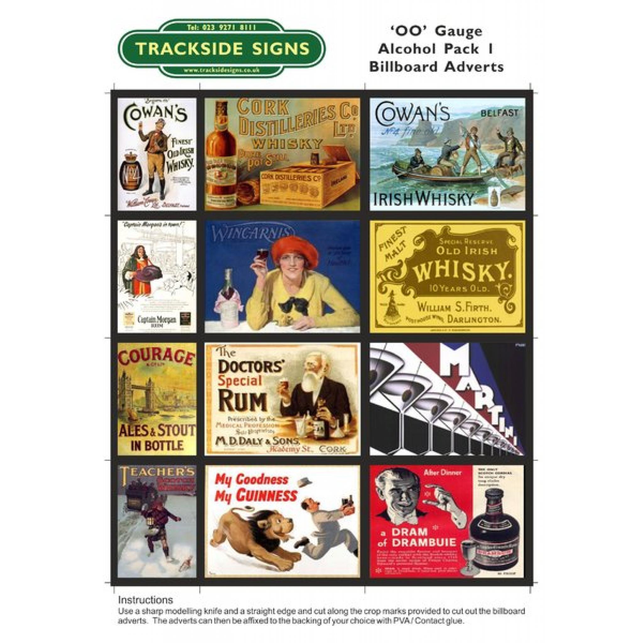 Alcohol Billboard Sheets Pack 1 - OO Gauge | Trackside Signs