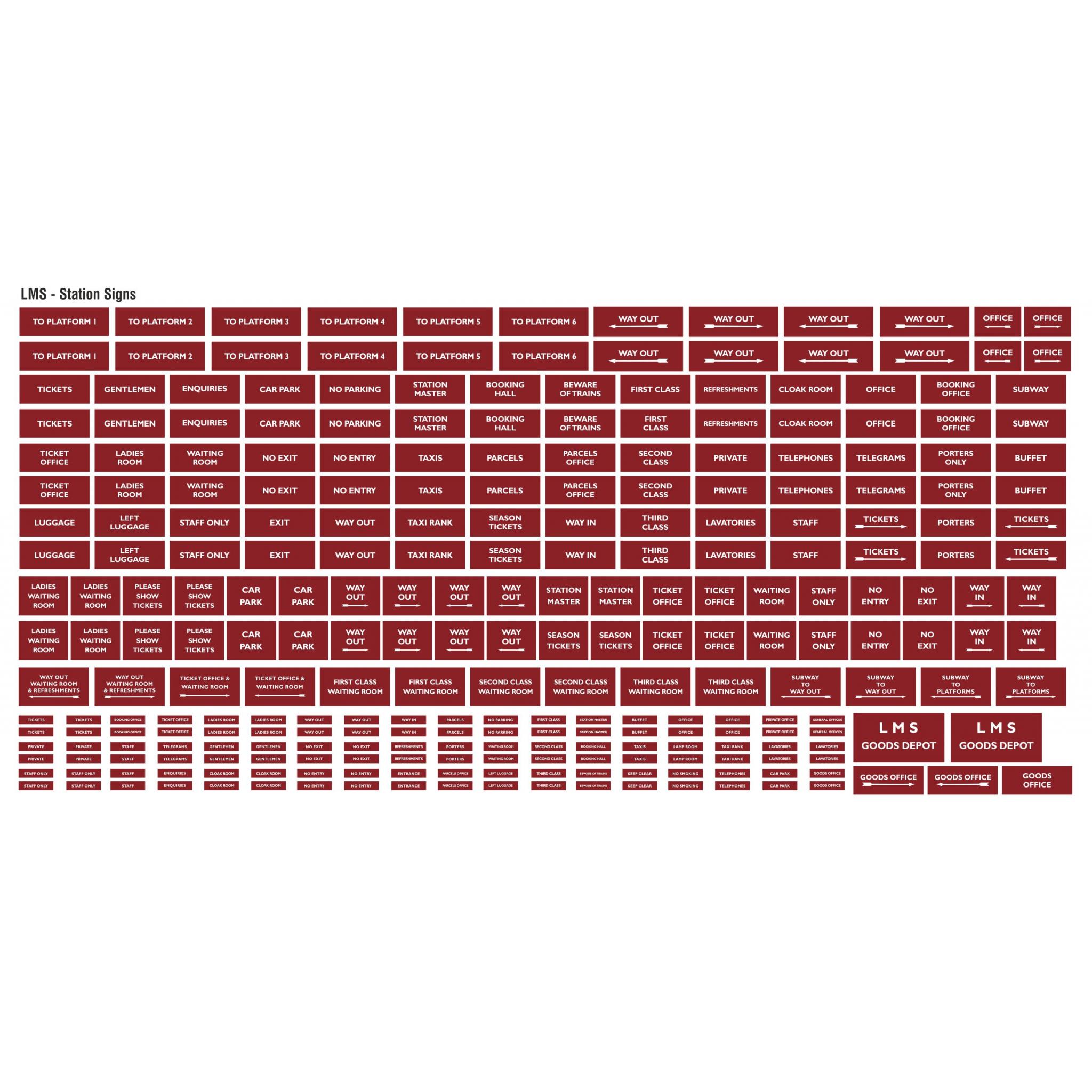 LMS Full Station Sign Sets - OO Gauge | Model Railway Signs | Trackside ...