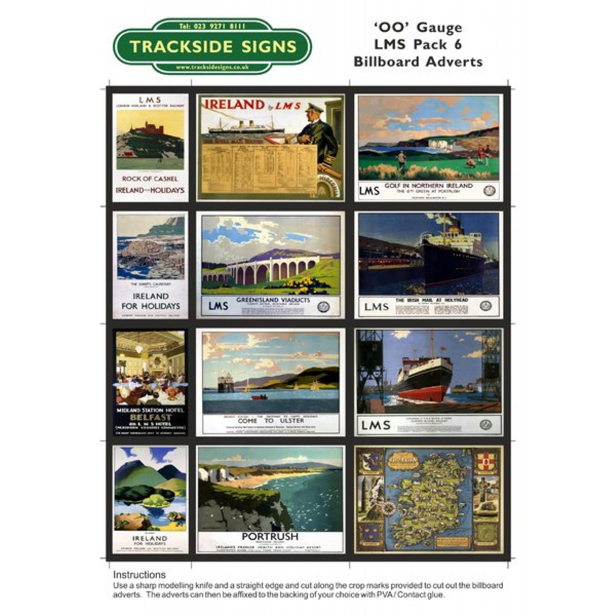 LMS Billboard Sheets Pack 6 - OO Gauge | Trackside Signs
