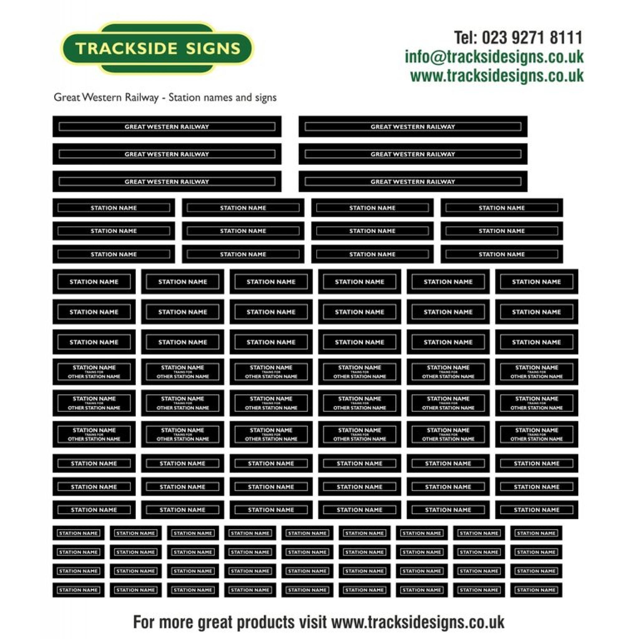 GWR Station Name Only Signs - N Gauge | Model Railway | Trackside Signs