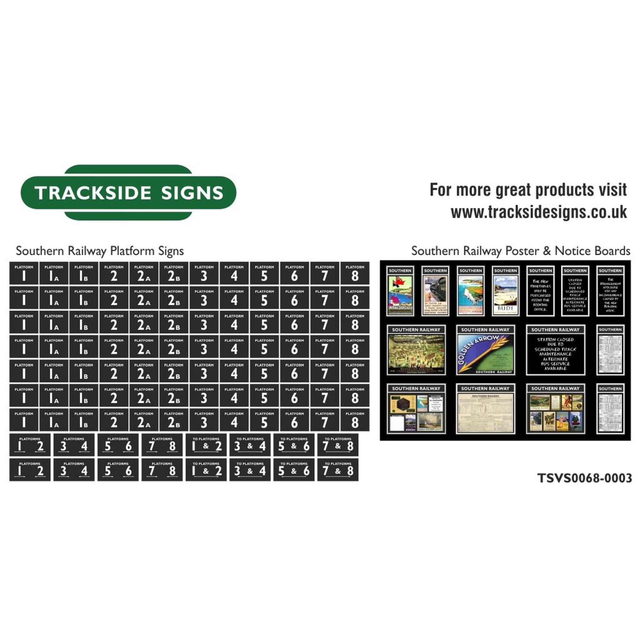 Southern Railway (Black) Platform Numbers and Posterboards - N Gauge