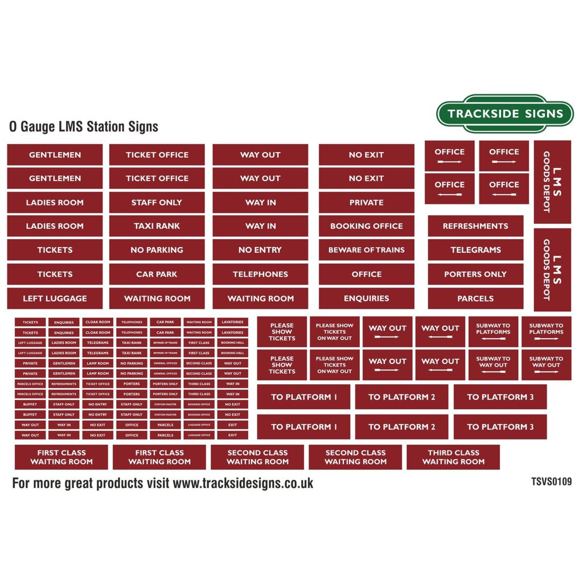 LMS Maroon - General Station Signs - O Gauge | Model Railway Signs ...