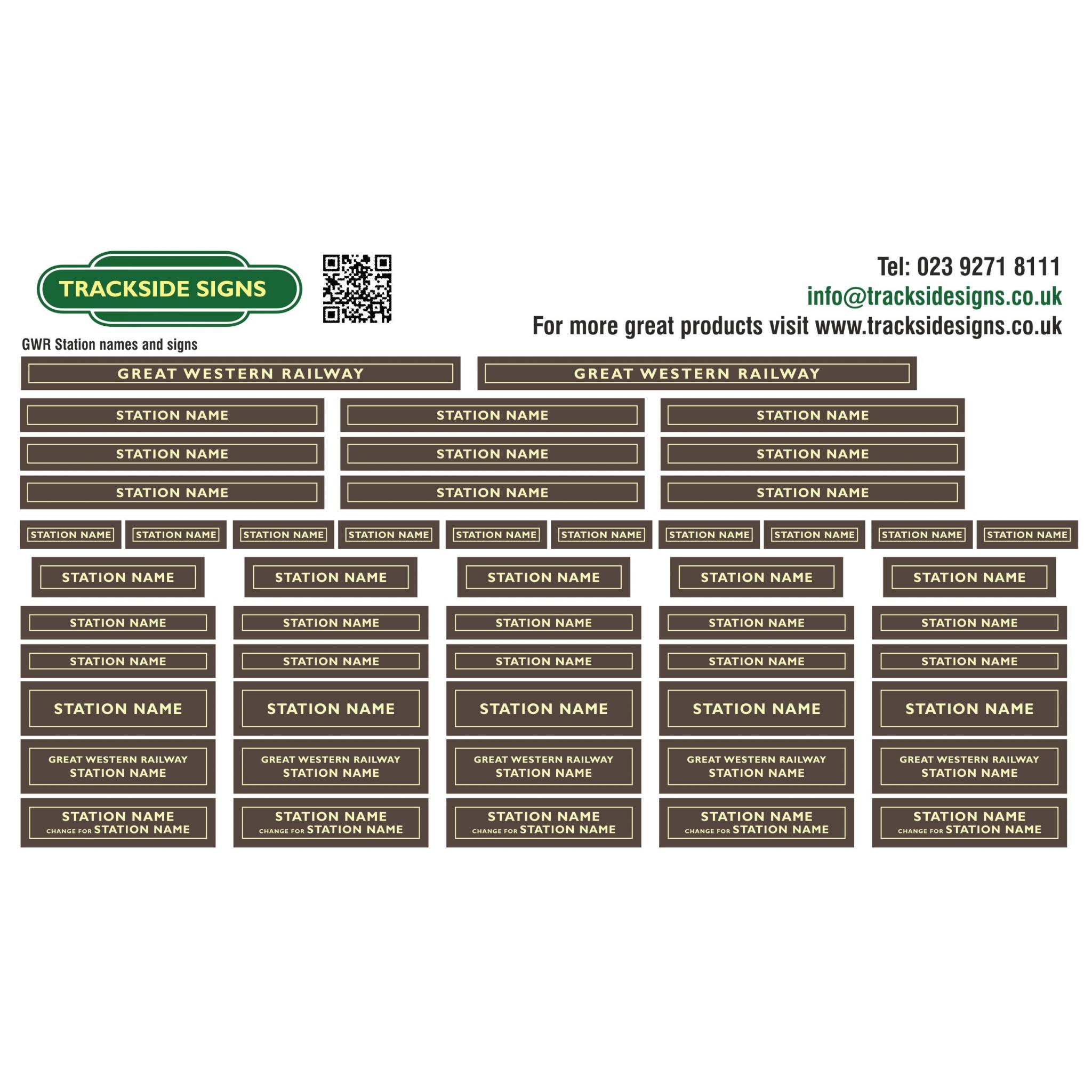 GWR Full Station Set - OO Gauge | Model Railway Name Signs | Trackside ...