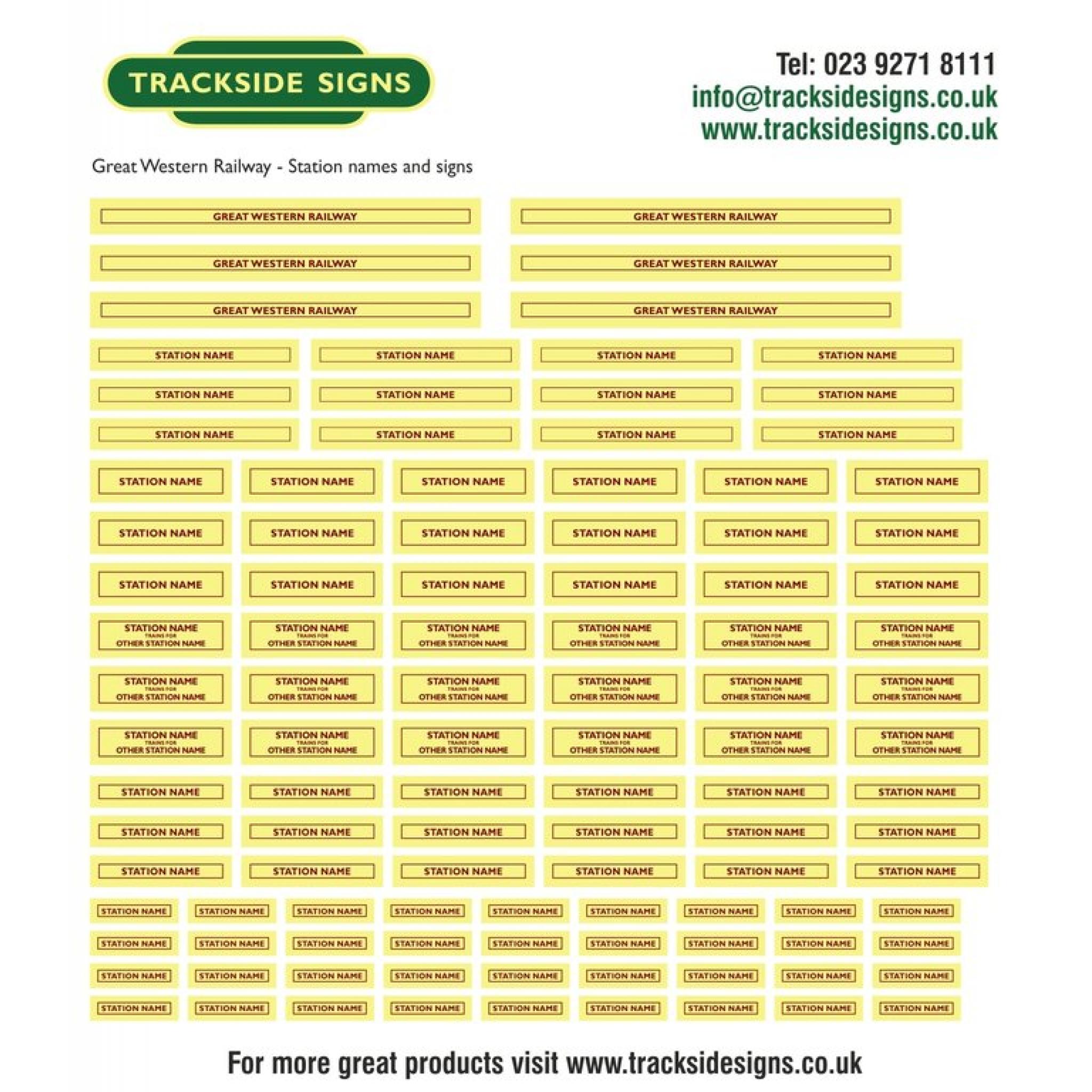 GWR Station Name Only Signs - N Gauge | Model Railway | Trackside Signs