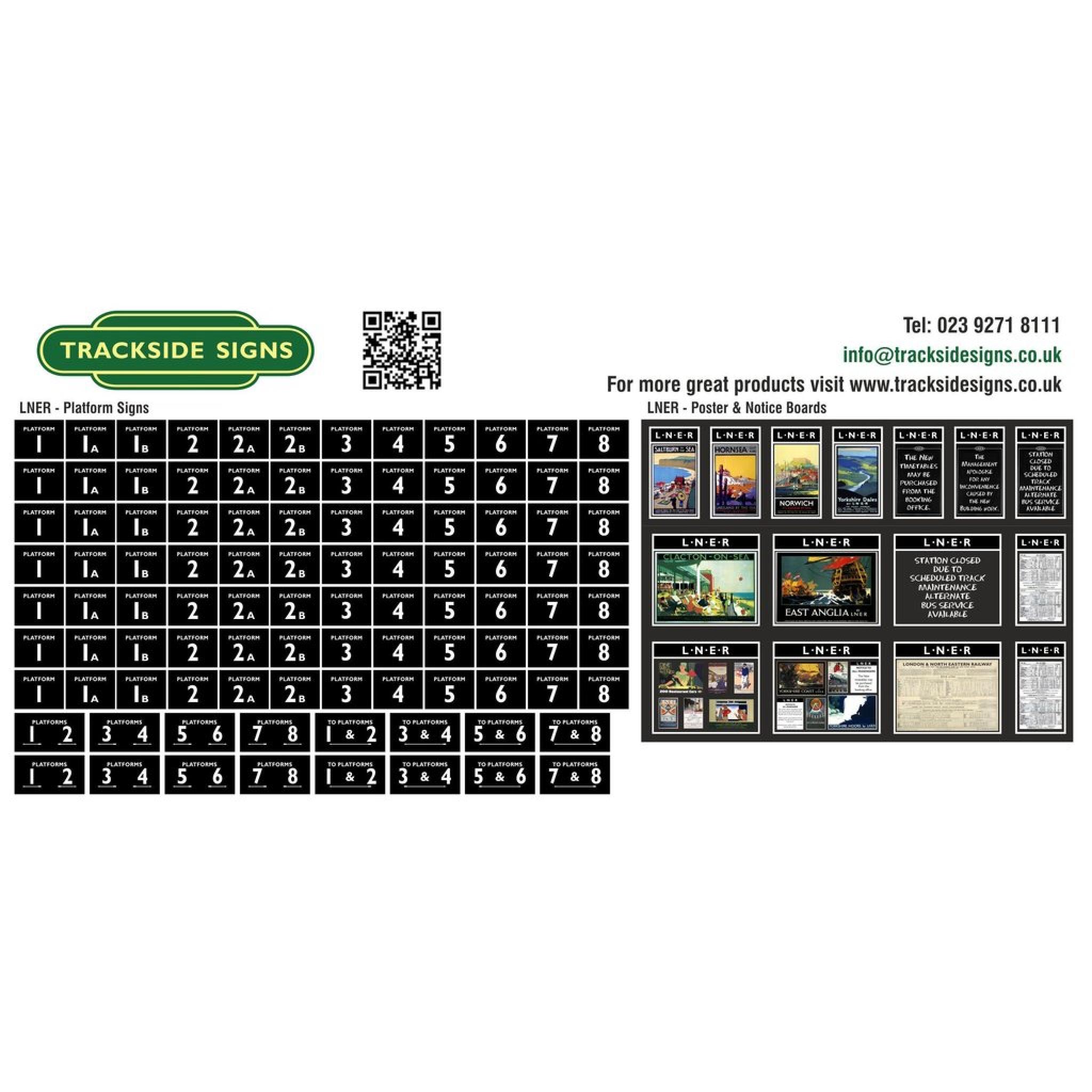 LNER (Black) Platform Numbers and Posterboards - OO Gauge