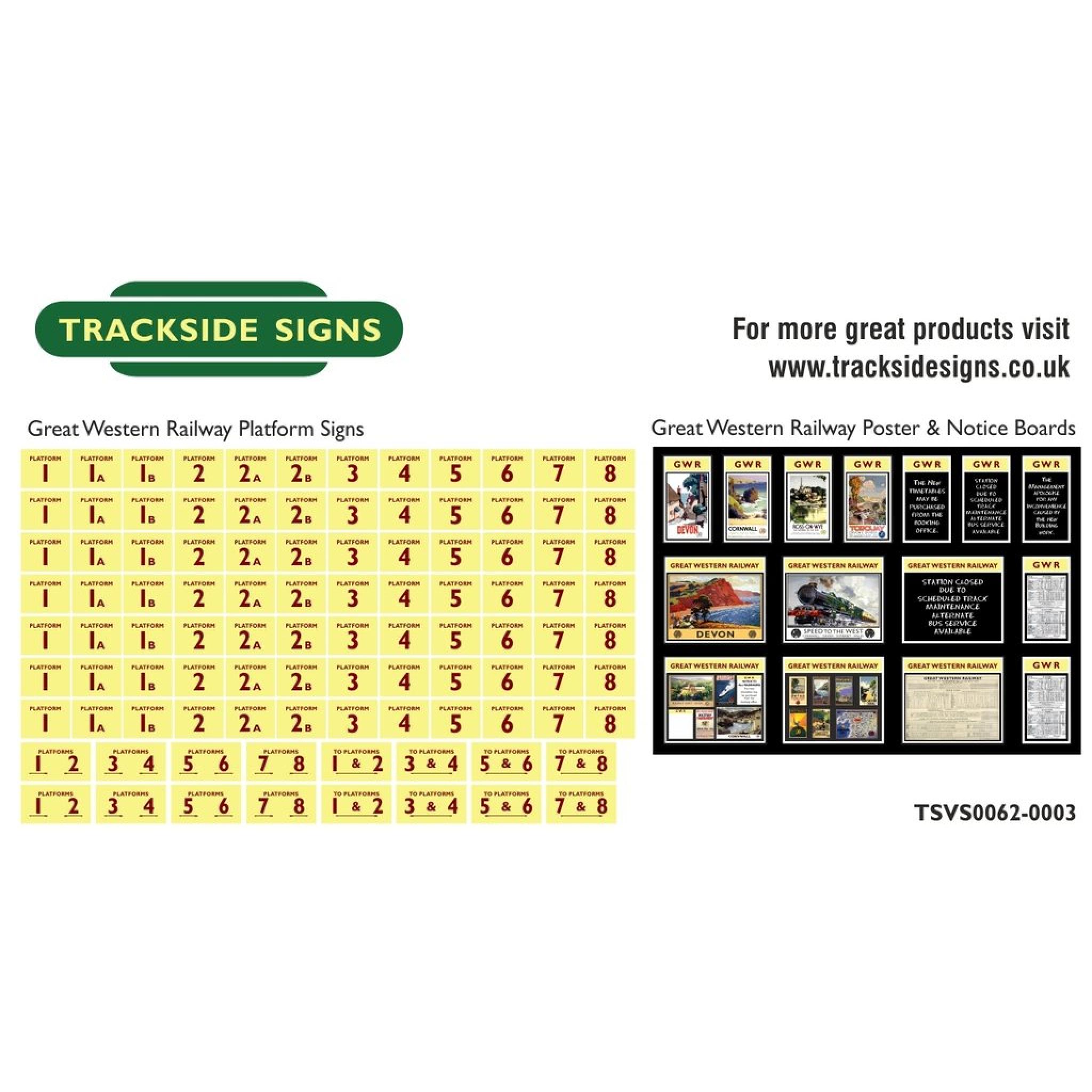 GWR (Cream and Maroon) Platform Numbers and Posterboards - N Gauge