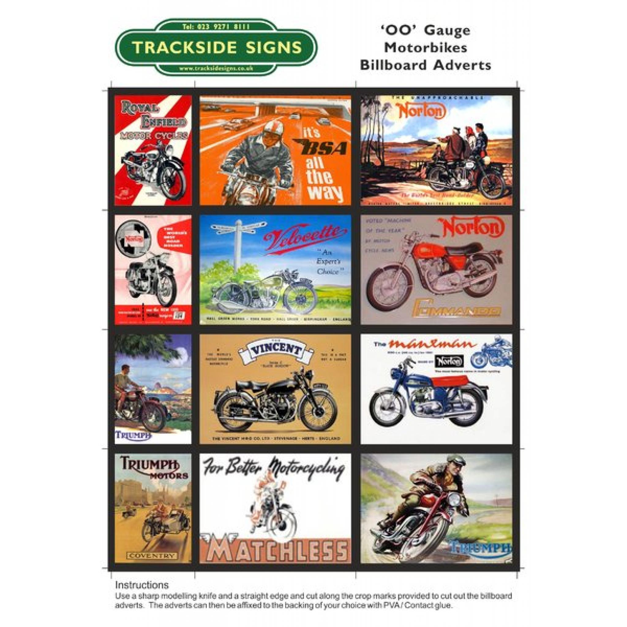 Motorbike Billboard Sheets Pack 1 - OO Gauge | Trackside Signs