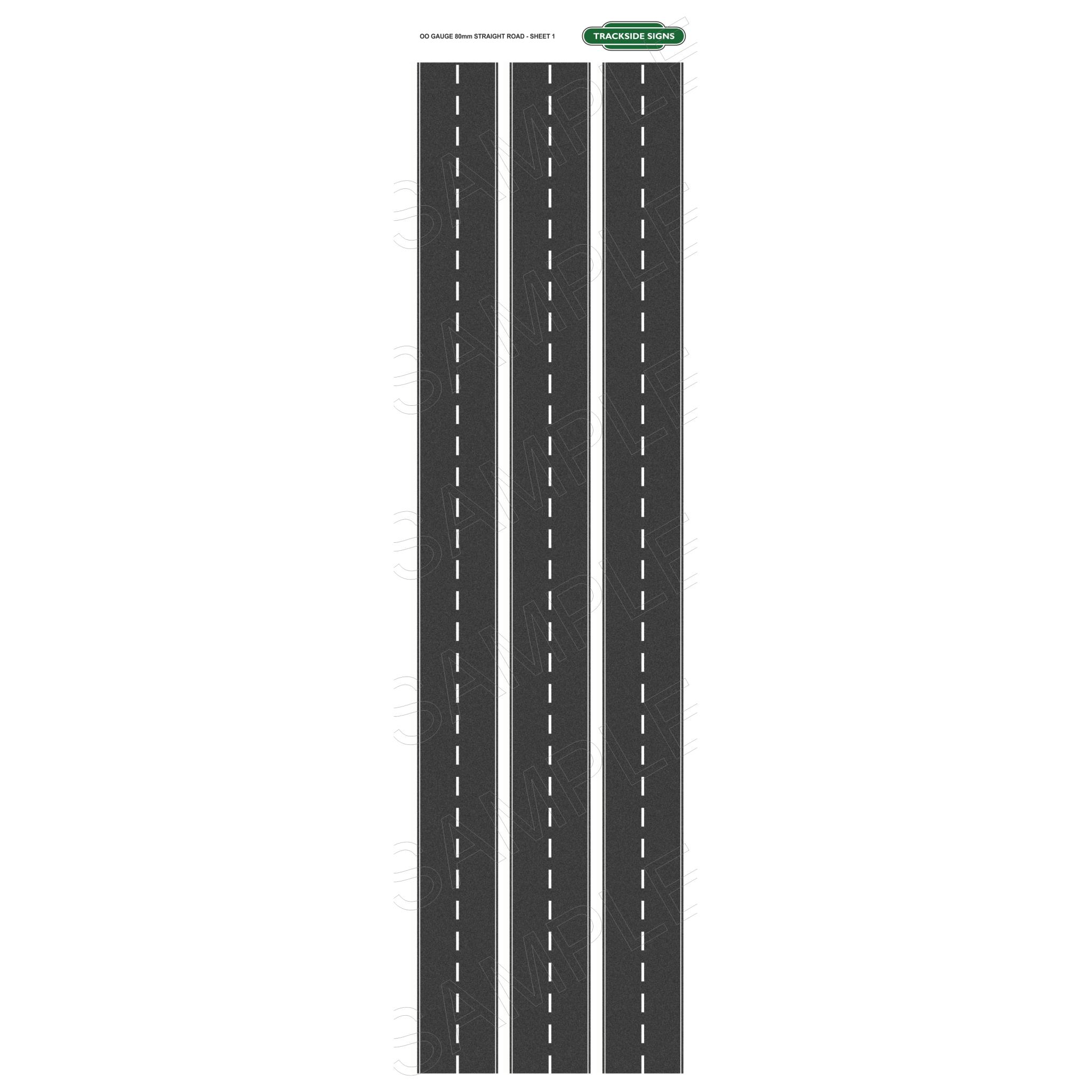 Straight Road Sheet - OO Gauge - 80mm wide | Trackside Signs